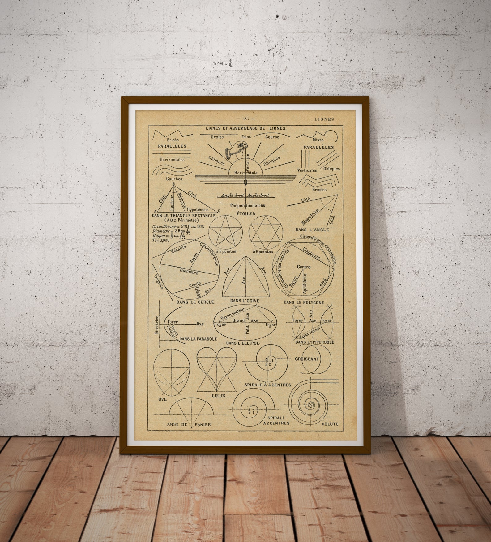 Vintage Geometry Poster – Antique French Math Diagram Wall Art – Educa ...