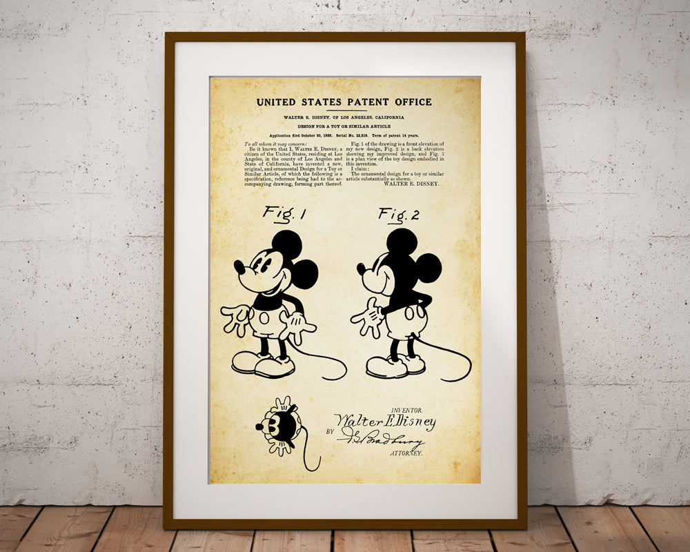 1929 Mickey Mouse Patent POSTER! (up to full-size 24" x 36") - Disneyl ...