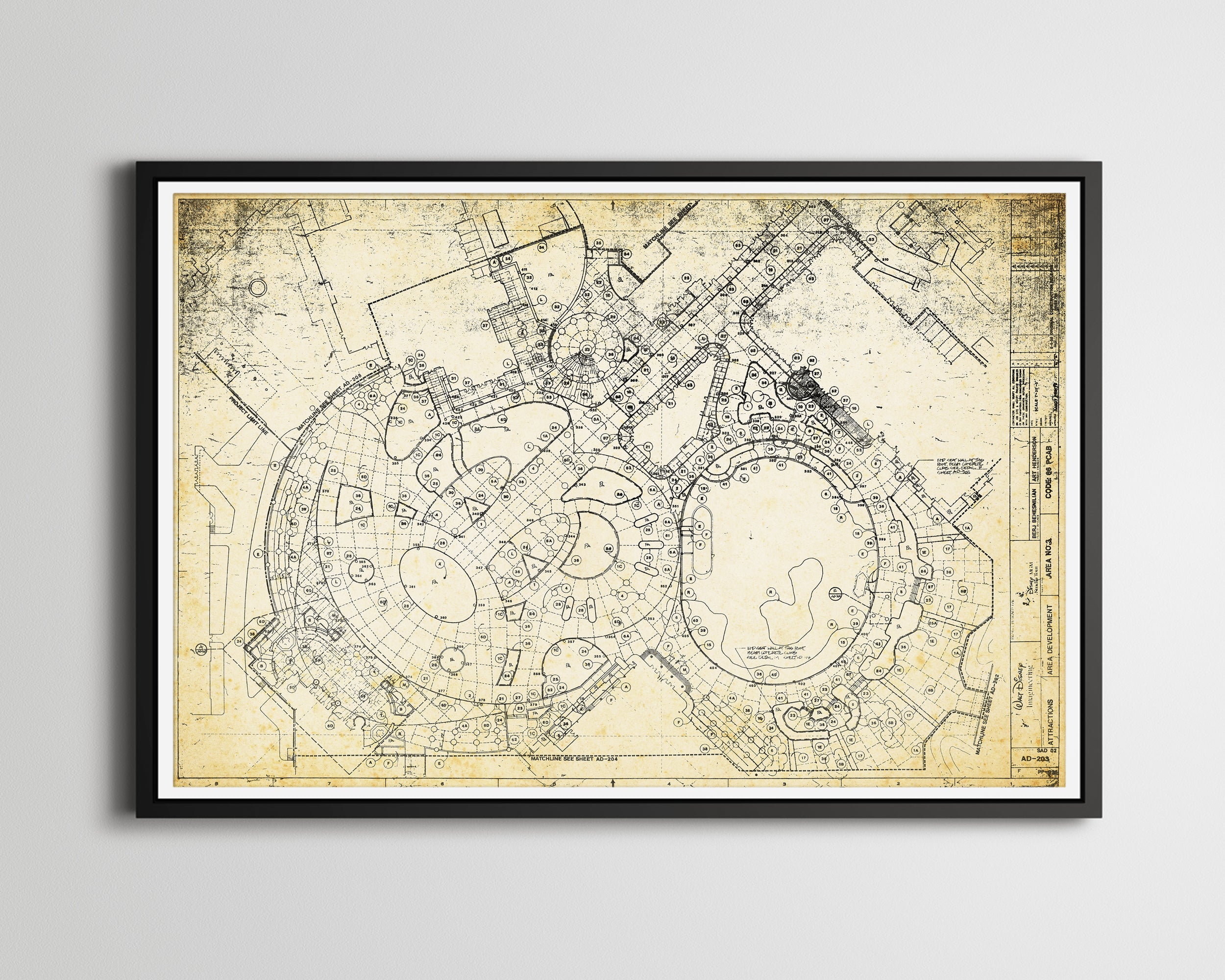 Vintage MGM Studios Mickey Mouse Plaza Blueprint POSTER! (up to full-s ...